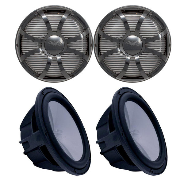 Two Wet Sounds Revo 10" Subwoofers & Grills - Black Subwoofers & Black ...