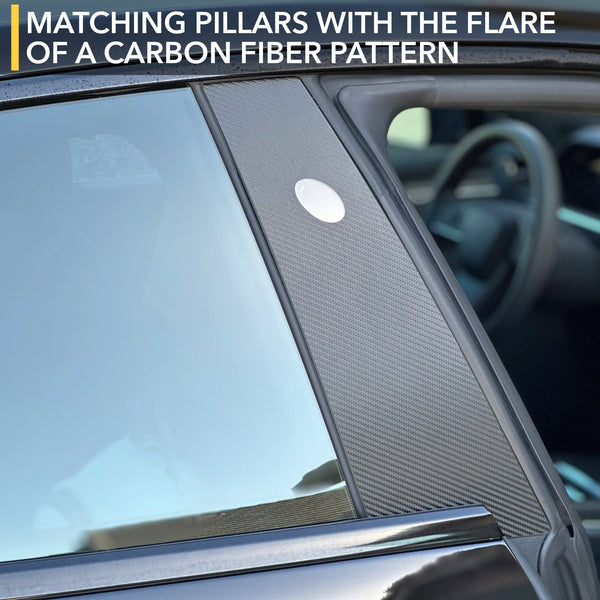 B Pillars Vinyl Wrap | Tesla Model 3 Highland - Carbon Fiber Film Deca ...