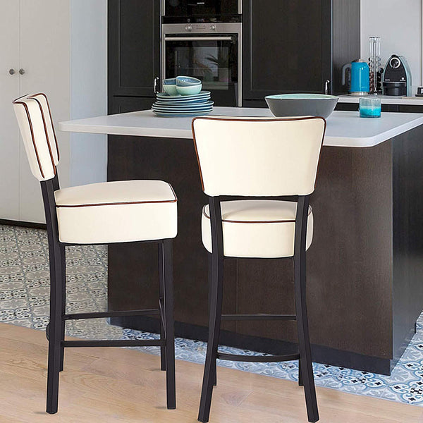 42" Upholstered Bar Stools with Cushioned Seat Creamy-White – East Car ...