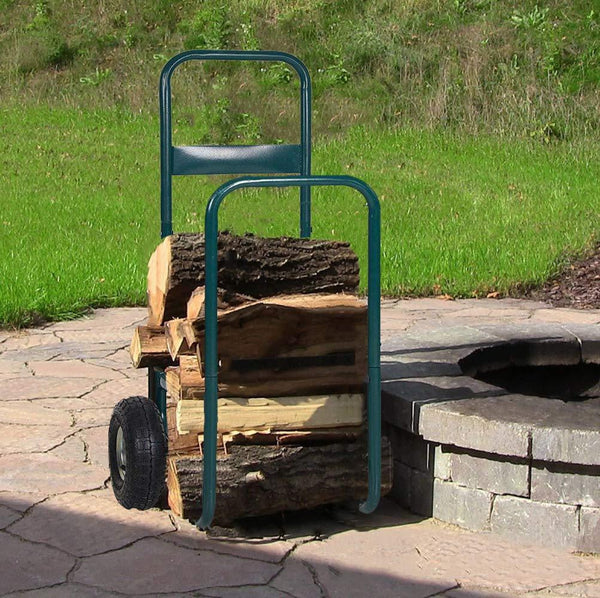 Rolling Wheeled Firewood Log Cart Portable Log Rack with Wheels for Ba ...