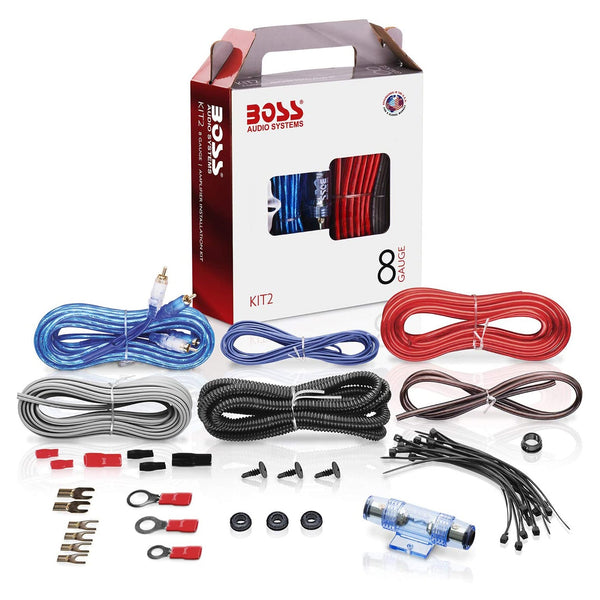 BOSS Audio Systems KIT2 8 Gauge Complete Car Amplifier Installation Wi ...