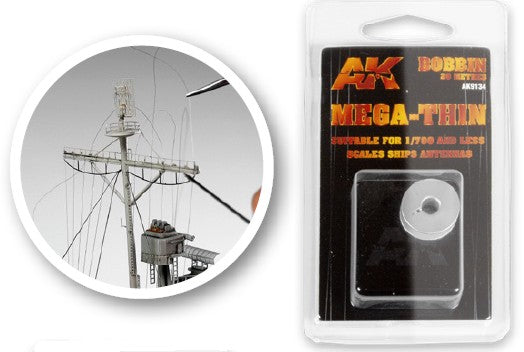 AK Interactive 9134 Mega-Thin Elastic Rigging Thread 20m Long – East ...
