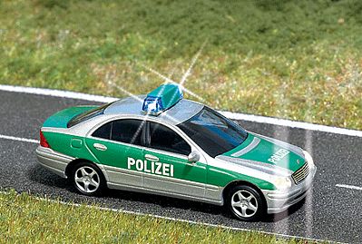 Busch 5630 HO Scale Emergency -- Mercedes Police Car w/Blinking Lights ...