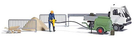 Busch 7904 HO Scale Construction Site Compressor, Figure, Jackhammer a ...