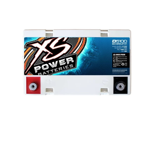 XS Power D5100R 3100 Amp AGM Power Cell Car Audio Battery + Terminal H ...