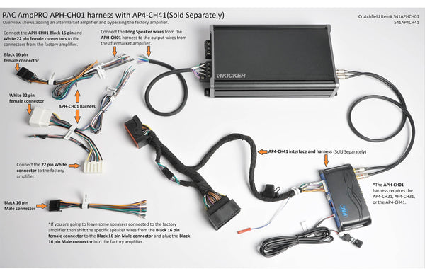 PAC APH-CH01 AmpPro Harness in select 2007-2018 Chrysler, Dodge, Jeep ...
