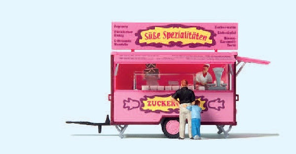 Preiser 10748 HO Scale Sweets Concession Trailer with Figures -- 4 Fig ...