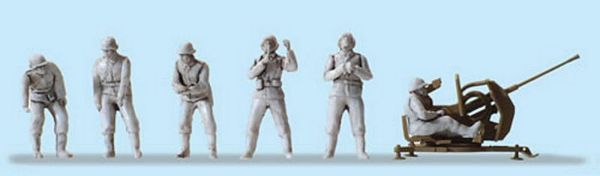 Preiser 16590 HO Scale WWII Germany Unpainted Figure Set -- Anti-Aircr – East Car Audio