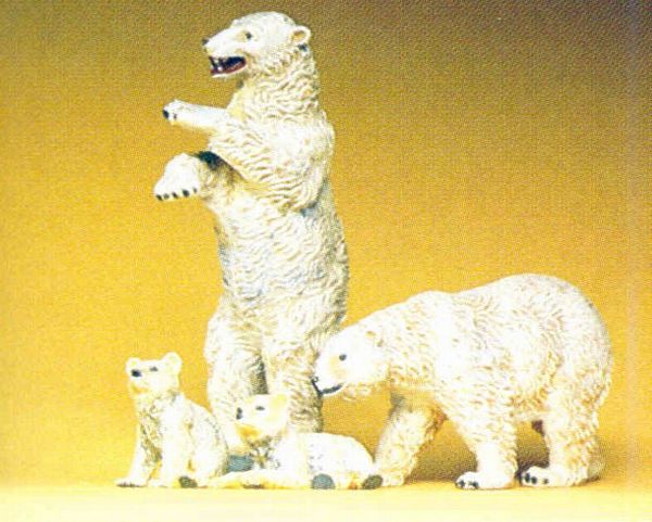 Preiser 20384 HO Scale Animals -- Polar Bears 2 Adults, 2 Cubs – East ...