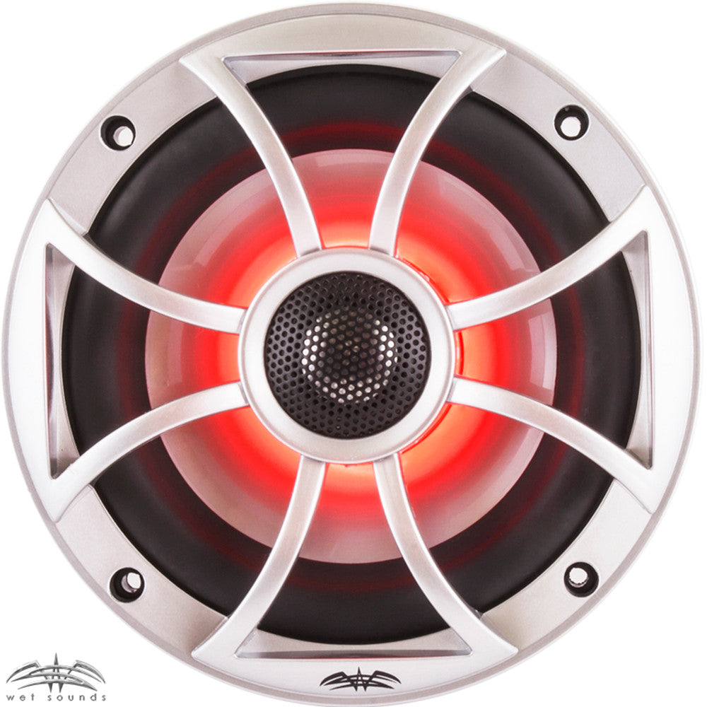 Wet Sounds XS Series Silver Grill 6.5" Speakers w/ RGB LED. 200 Watt P ...