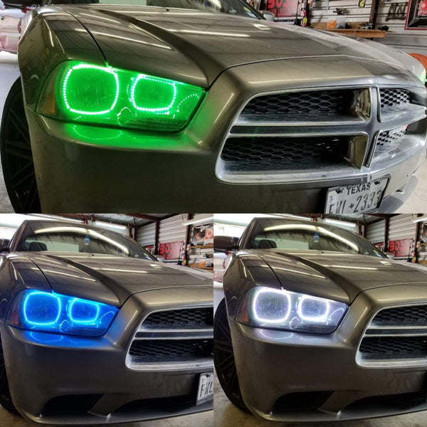 2011 - 2014 Dodge Charger Headlight Color Changing RGB Halo Pre-Built ...